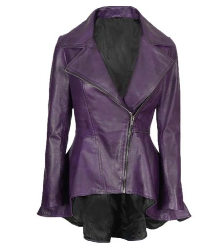 Women’s Peplum Leather Jacket Purple Style - Natural Jackets
