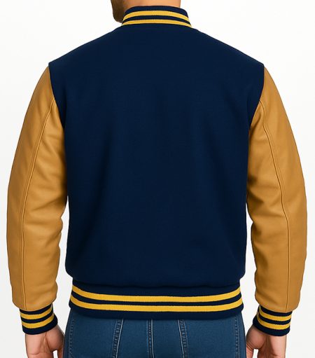 Blue And Yellow Letterman Jacket For Unisex