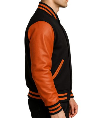 Orange Varsity Jacket For Unisex