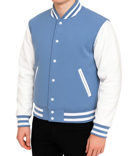 Light Blue Varsity Jacket – Retro Look, Unisex Fit